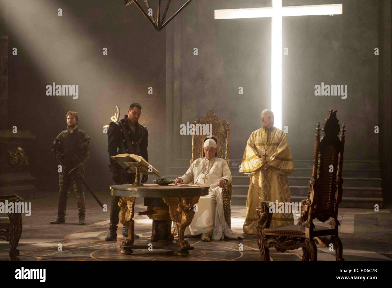 DA VINCI'S DEMONS, l-r: Kieran Bew, Gerald Horan, James Faulkner ...