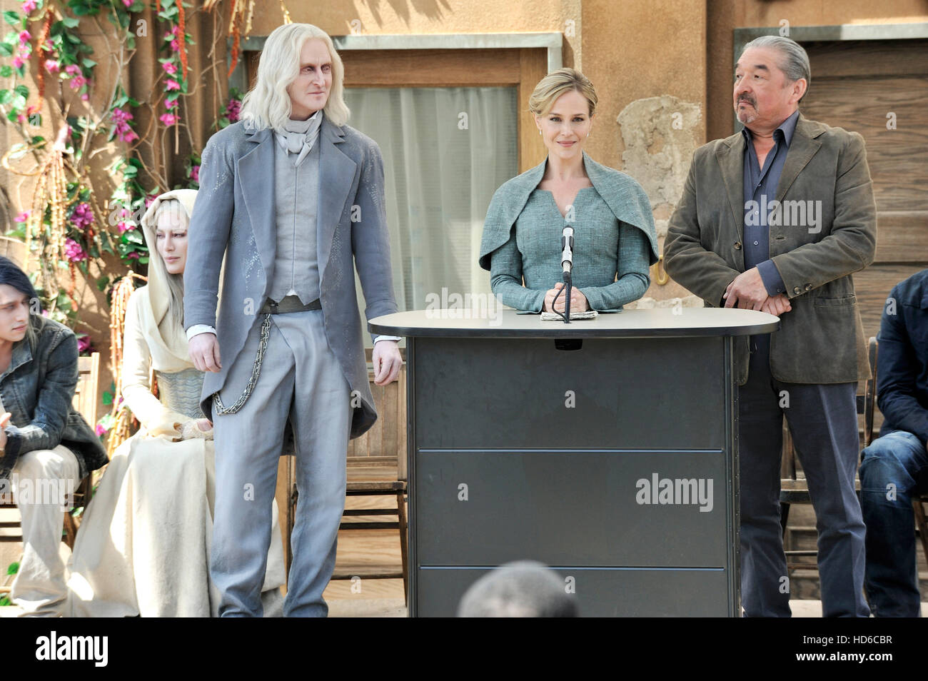 DEFIANCE, seated left: Jaime Murray, standing l-r: Tony Curran, Julie ...