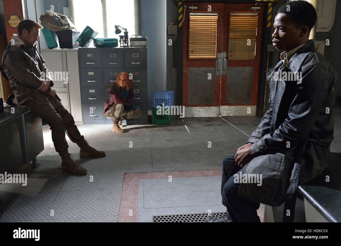 DEFIANCE, l-r: Grant Bowler, Stephanie Leonidas, Dewshane Williams in ...
