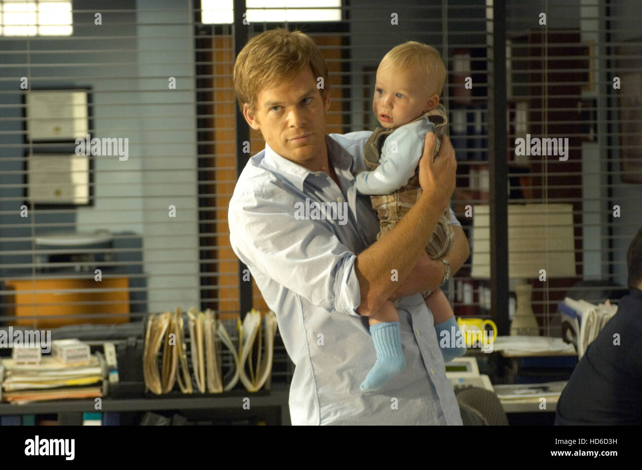DEXTER, (from left): Michael C. Hall, Evan/Luke Kruntchev, 'Hello ...