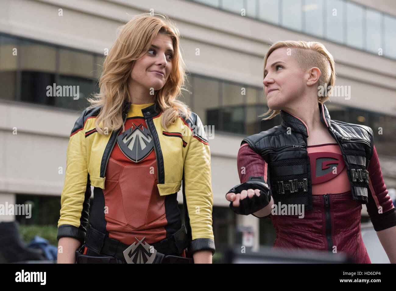 ELECTRA WOMAN AND DYNA GIRL, from left: Grace Helbig as Electra Woman ...