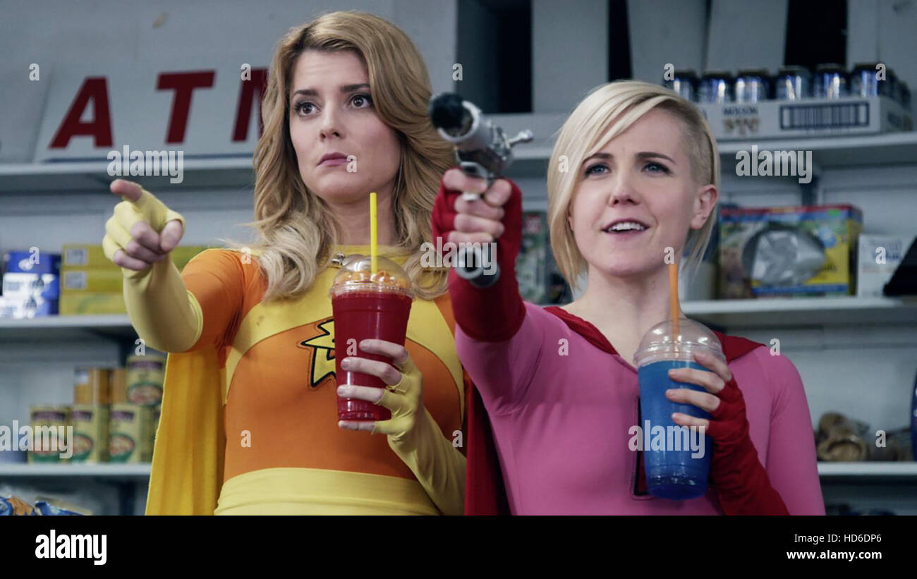 ELECTRA WOMAN AND DYNA GIRL, from left: Grace Helbig as Electra Woman ...