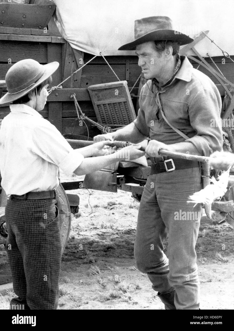 THE OREGON TRAIL, from left: Tony Becker, Rod Taylor in 'Hard Ride Home ...
