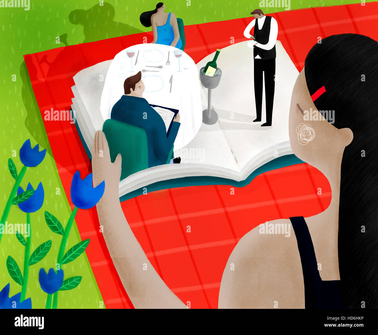 Woman romance book read illustration hi-res stock photography and ...