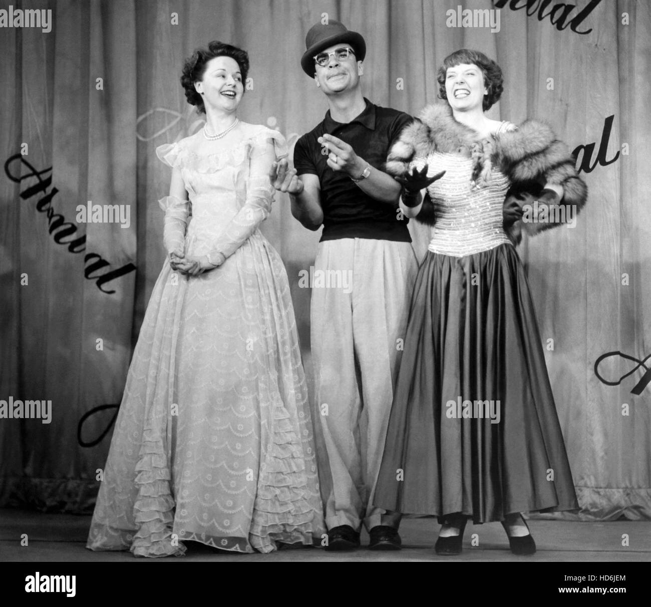 STOP THE MUSIC, from left: Estelle Loring, host Bert Parks, Betty Ann ...