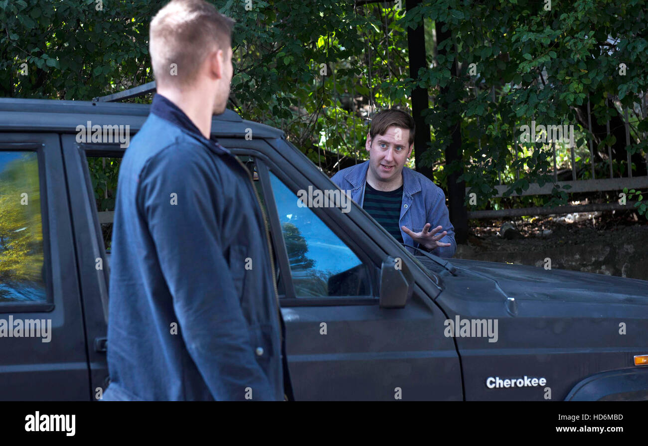 THE ALIENS, (from left): Michael Socha (back to camera), Jim Howick ...