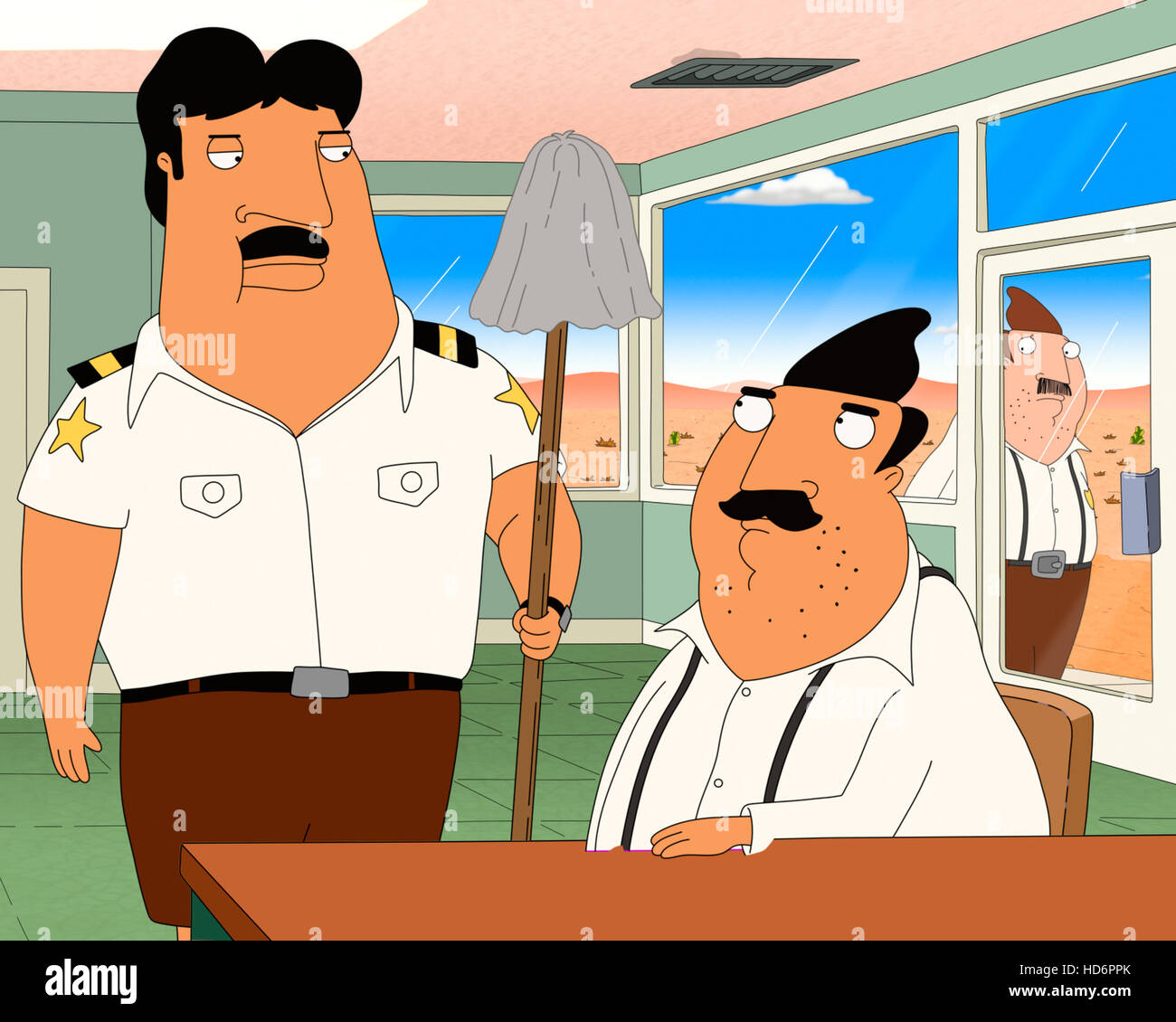 BORDERTOWN, (from left): Steve, Bud Buckwald-lookalike, Bud Buckwald ...