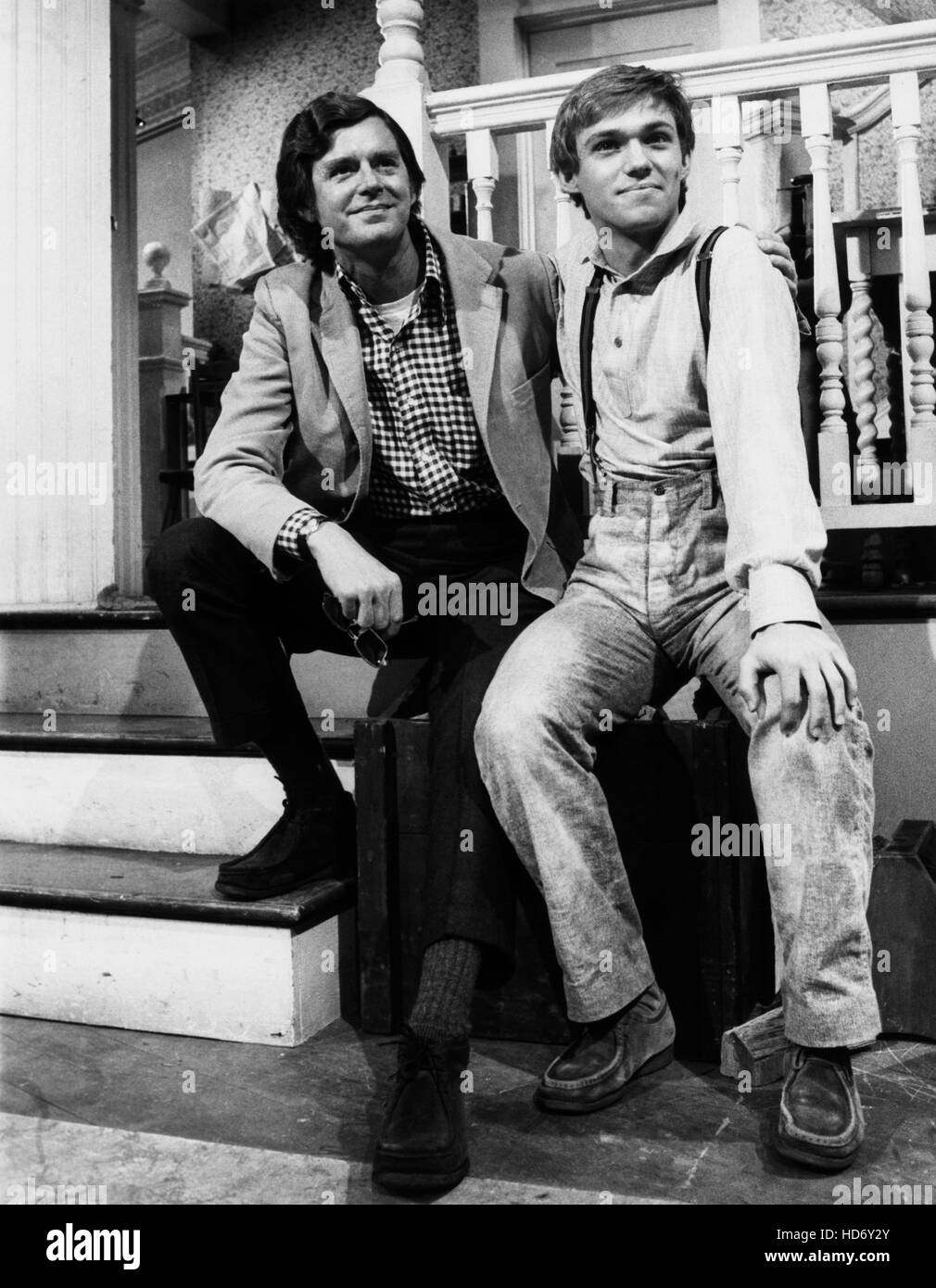 THE WALTONS, from left, writer and producer Earl Hamner, Richard Thomas ...