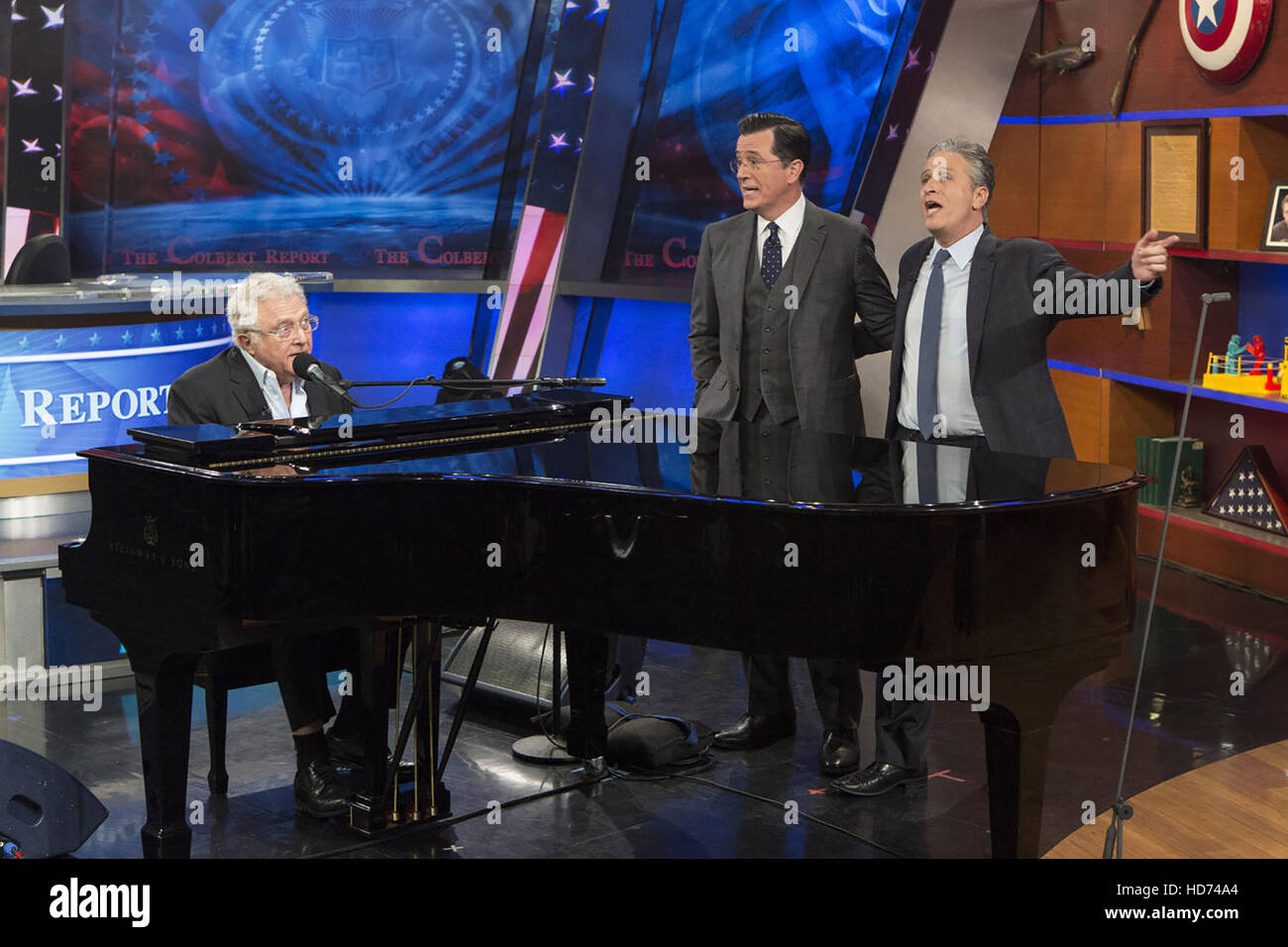 THE COLBERT REPORT, (from left): Randy Newman, Stephen Colbert, Jon ...