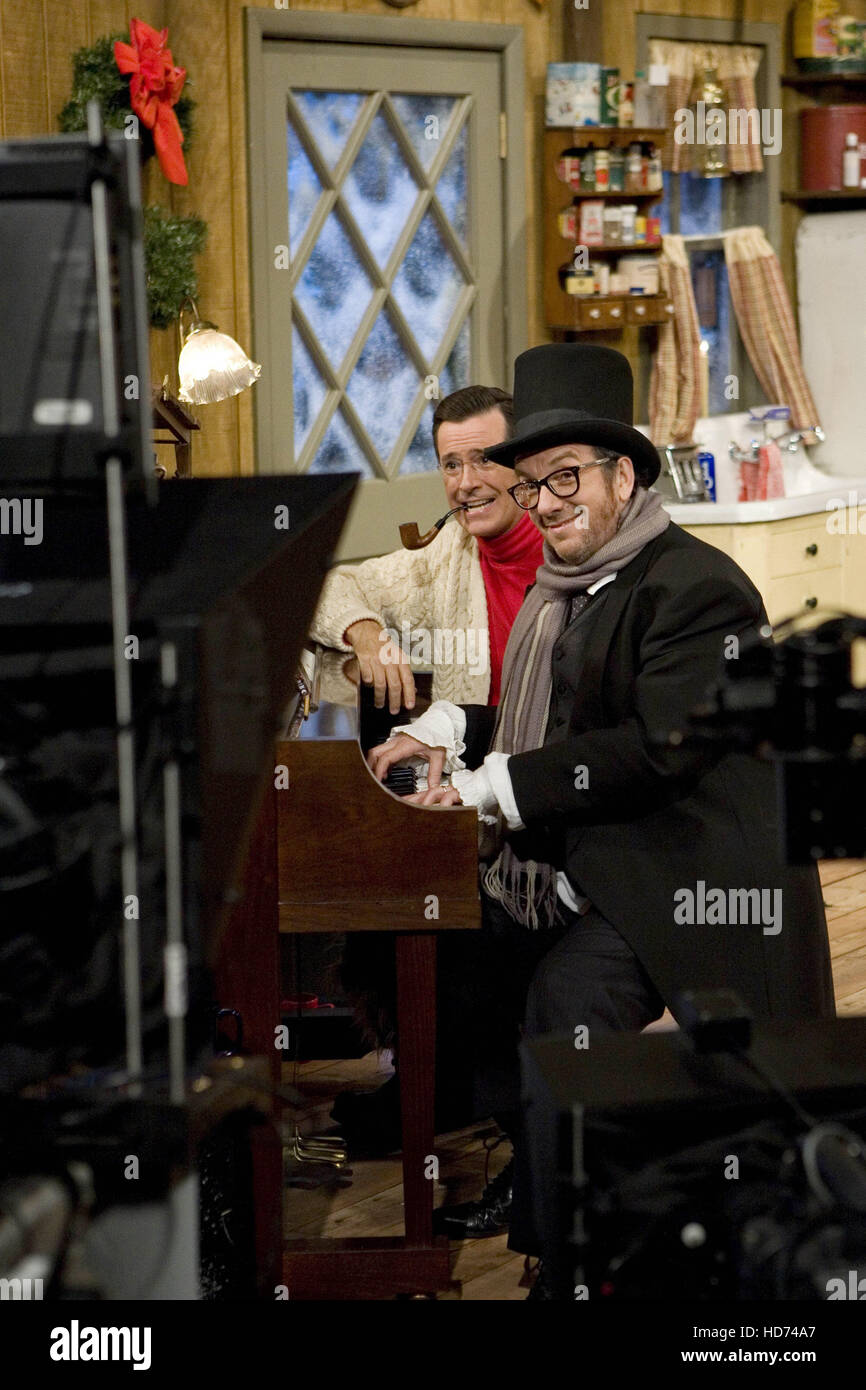 THE COLBERT REPORT, (from left): Stephen Colbert, Elvis Costello, 'A ...