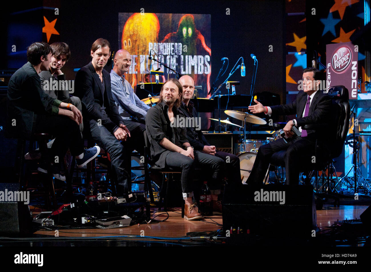 THE COLBERT REPORT, Radiohead (top row, from left: Colin Greenwood ...