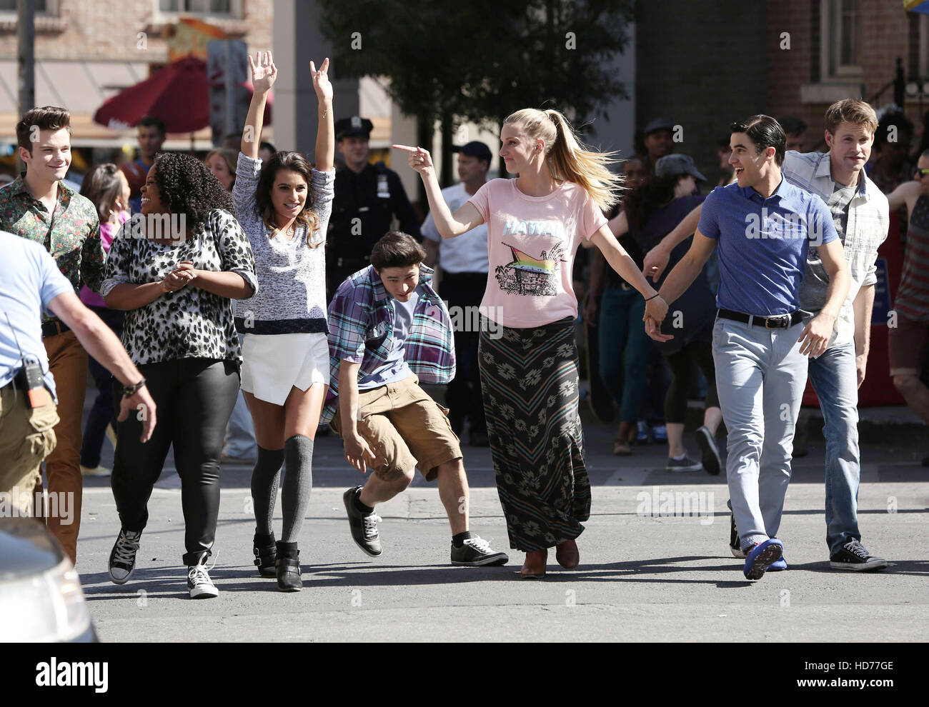 GLEE, (from left): Chris Colfer, Amber Riley, Lea Michele, Heather ...