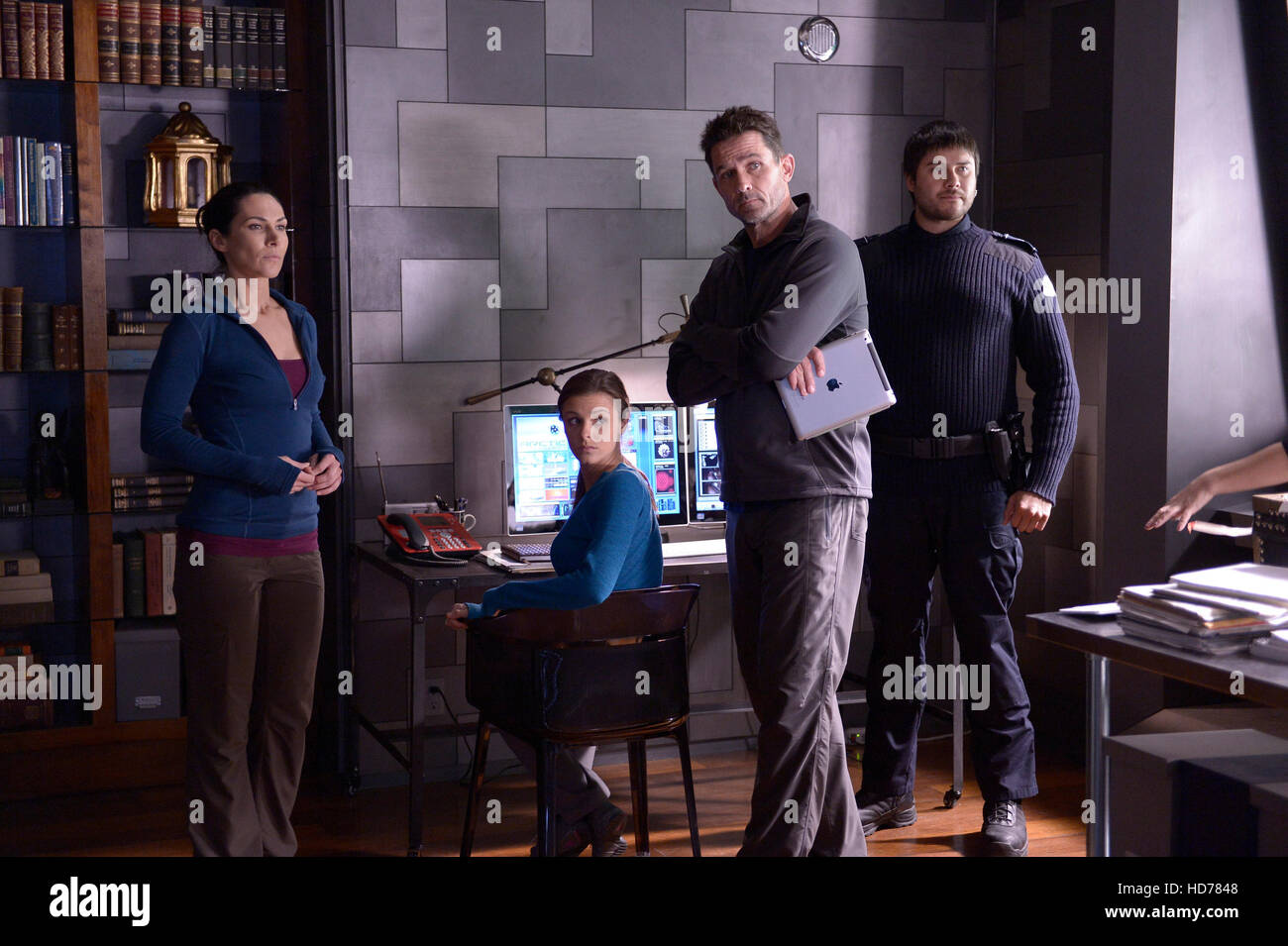 HELIX, (from left): Kyra Zagorsky, Jordan Hayes, Billy Campbell ...