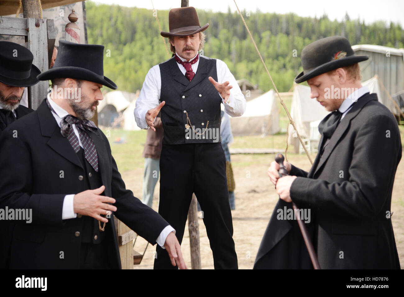 HELL ON WHEELS, l-r: Kevin Blatch, Jake Weber, Billy Wickman in 'Escape from the Garden' (Season ...
