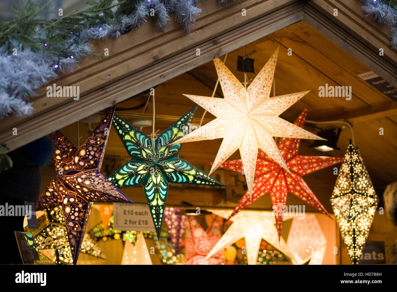 Star Christmas Decorations Stock Photo - Alamy