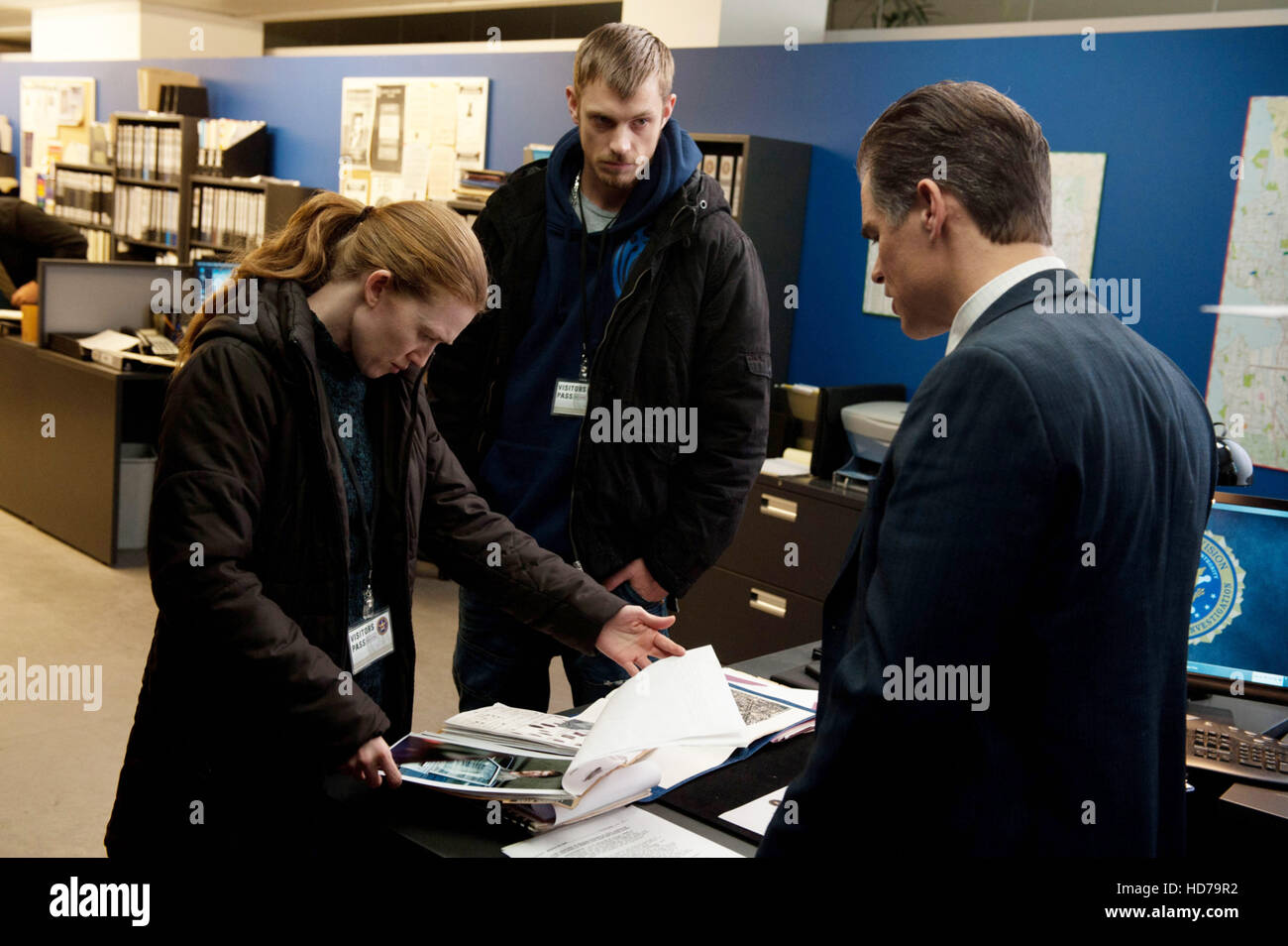 THE KILLING, (from left): Mireille Enos, Joel Kinnaman, Martin Cummins ...