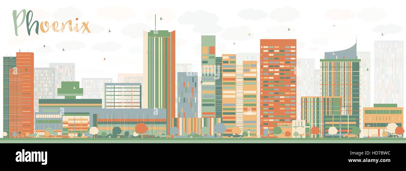 Abstract Phoenix Skyline with Color Buildings. Vector Illustration ...