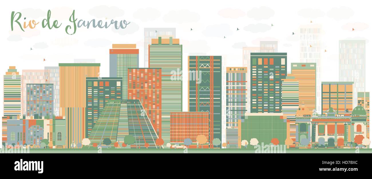 Abstract Rio de Janeiro Skyline with Color Buildings. Vector ...