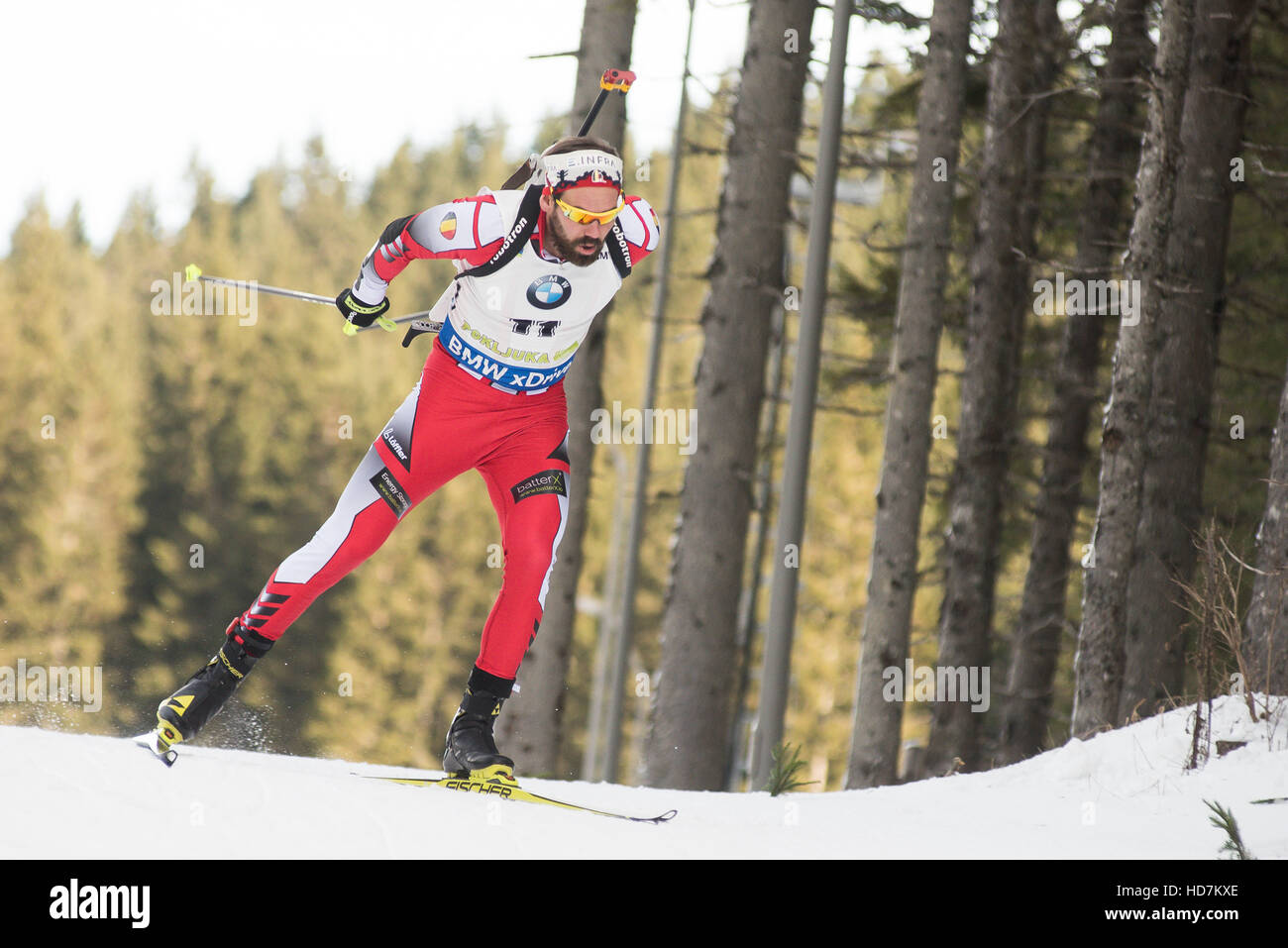 Pokljuka, Slovenia. 09th Dec, 2016. Roesch Michael of Belgium on the ...