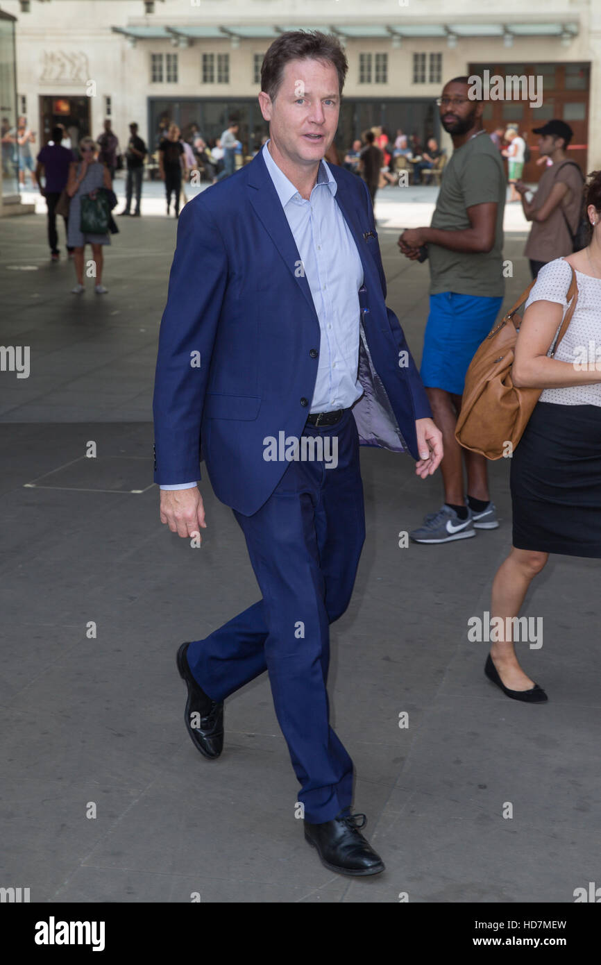 Nick Clegg pictured arriving at the BBC News Studios Featuring: Nick ...