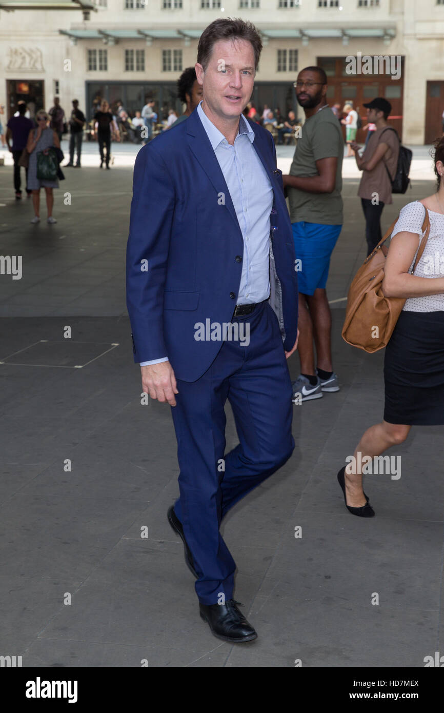 Nick Clegg pictured arriving at the BBC News Studios Featuring: Nick ...