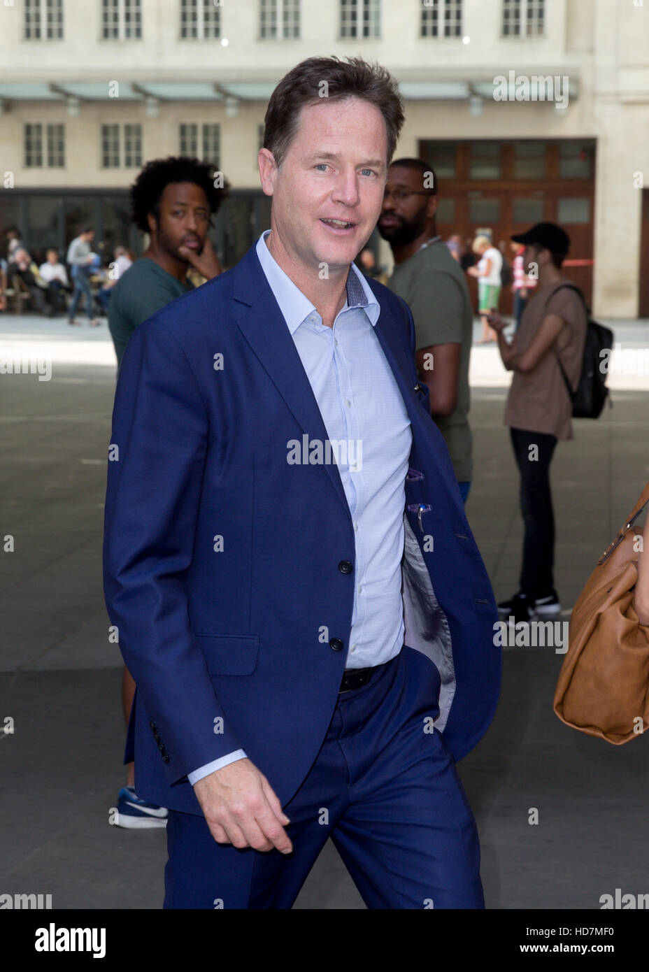 Nick Clegg pictured arriving at the BBC News Studios Featuring: Nick ...