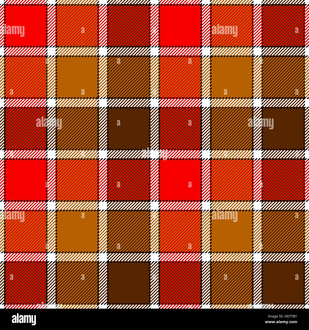 Red autumn check plaid seamless pattern. Vector illustration. Flat ...