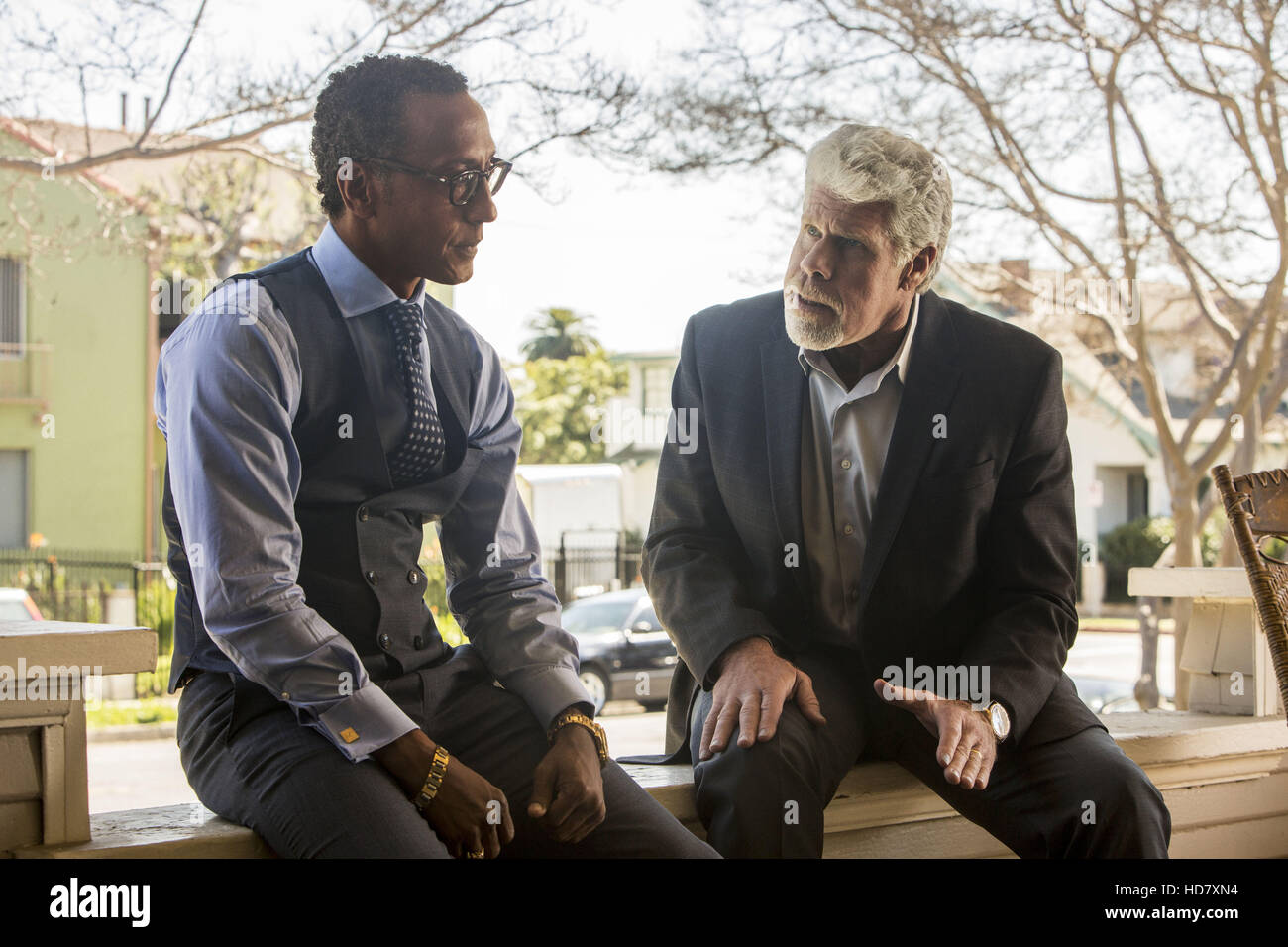 HAND OF GOD, (from left): Andre Royo, Ron Perlman, 'Contemplating the ...
