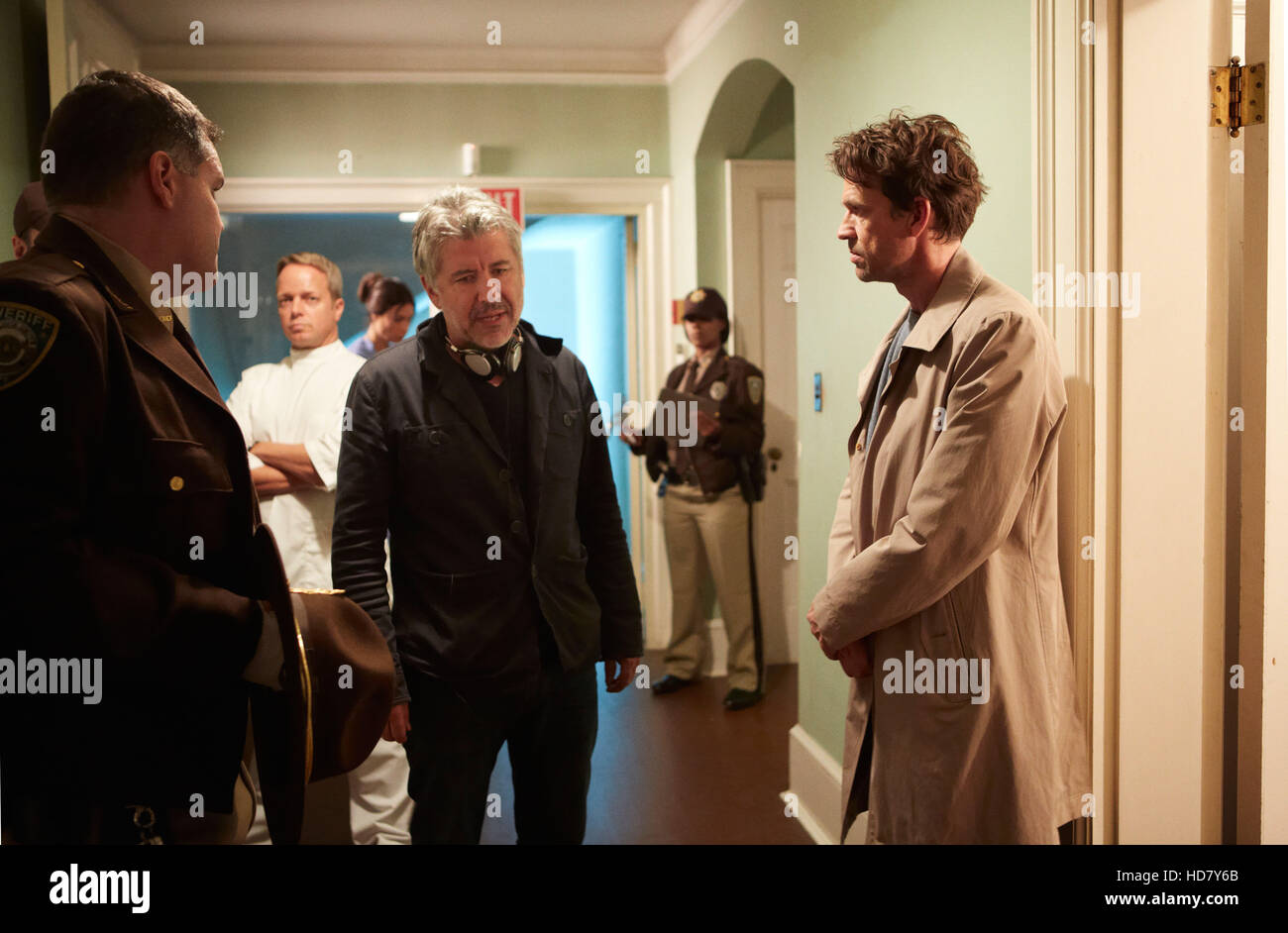 HEMLOCK GROVE, (from left): Aaron Douglas, director Deran Sarafian ...
