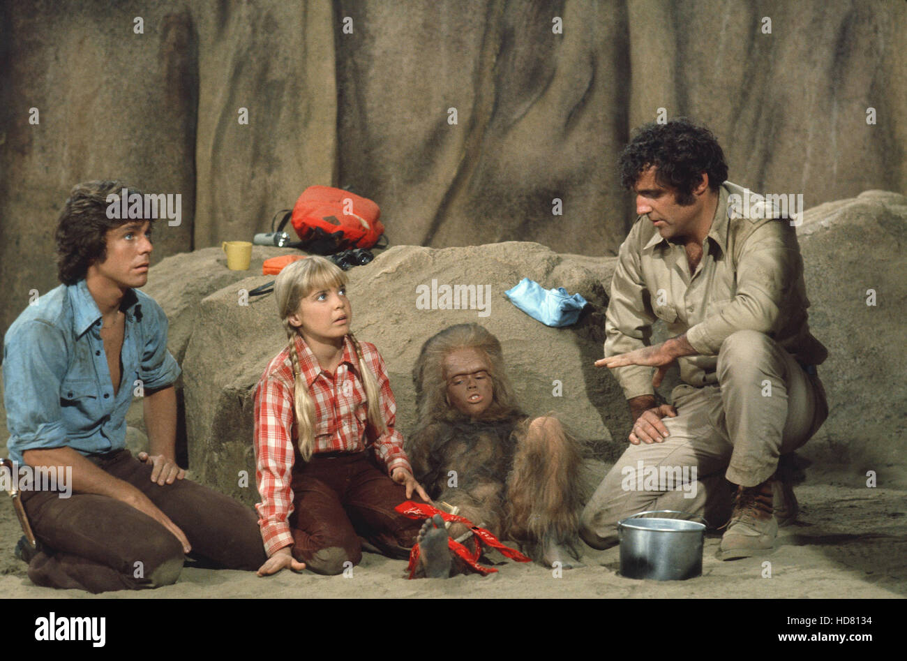 LAND OF THE LOST, (from left): Wesley Eure, Kathy Coleman, Philip Paley (as Cha-Ka), Spencer ...