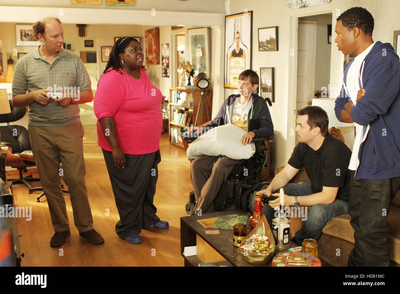 LEGIT, l-r: Dan Bakkedahl, Sonya Eddy, DJ Qualls, Jim Jefferies, Denzel ...