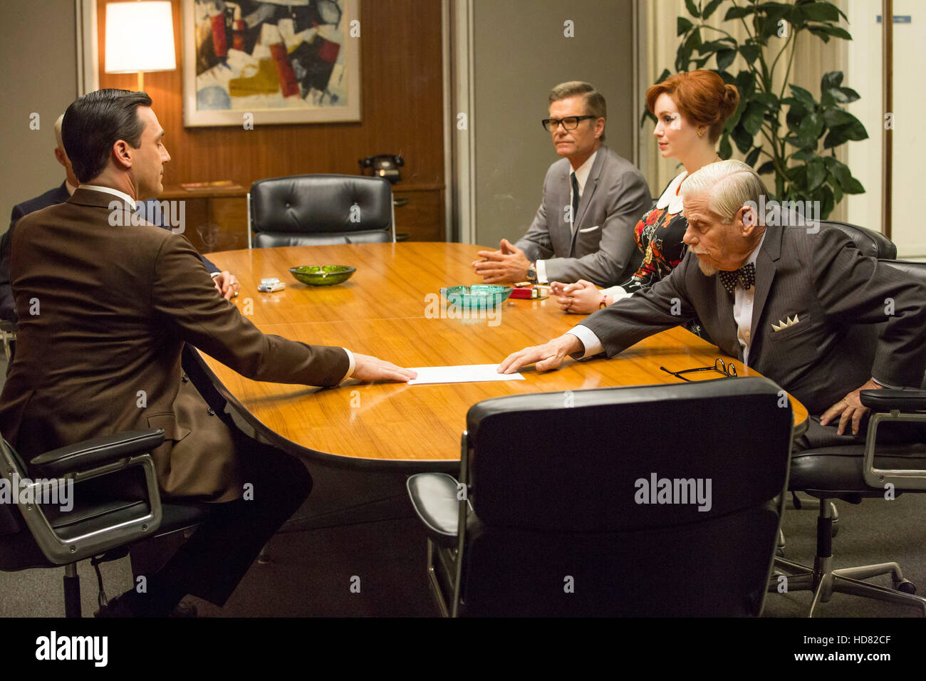 MAD MEN, (from left): John Slattery (obscured), Jon Hamm, Harry Hamlin ...