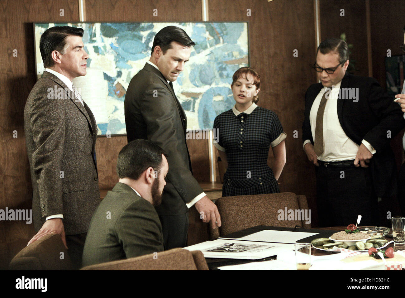 MAD MEN, (standing): Bryan Batt (left), Jon Hamm (2nd from left ...