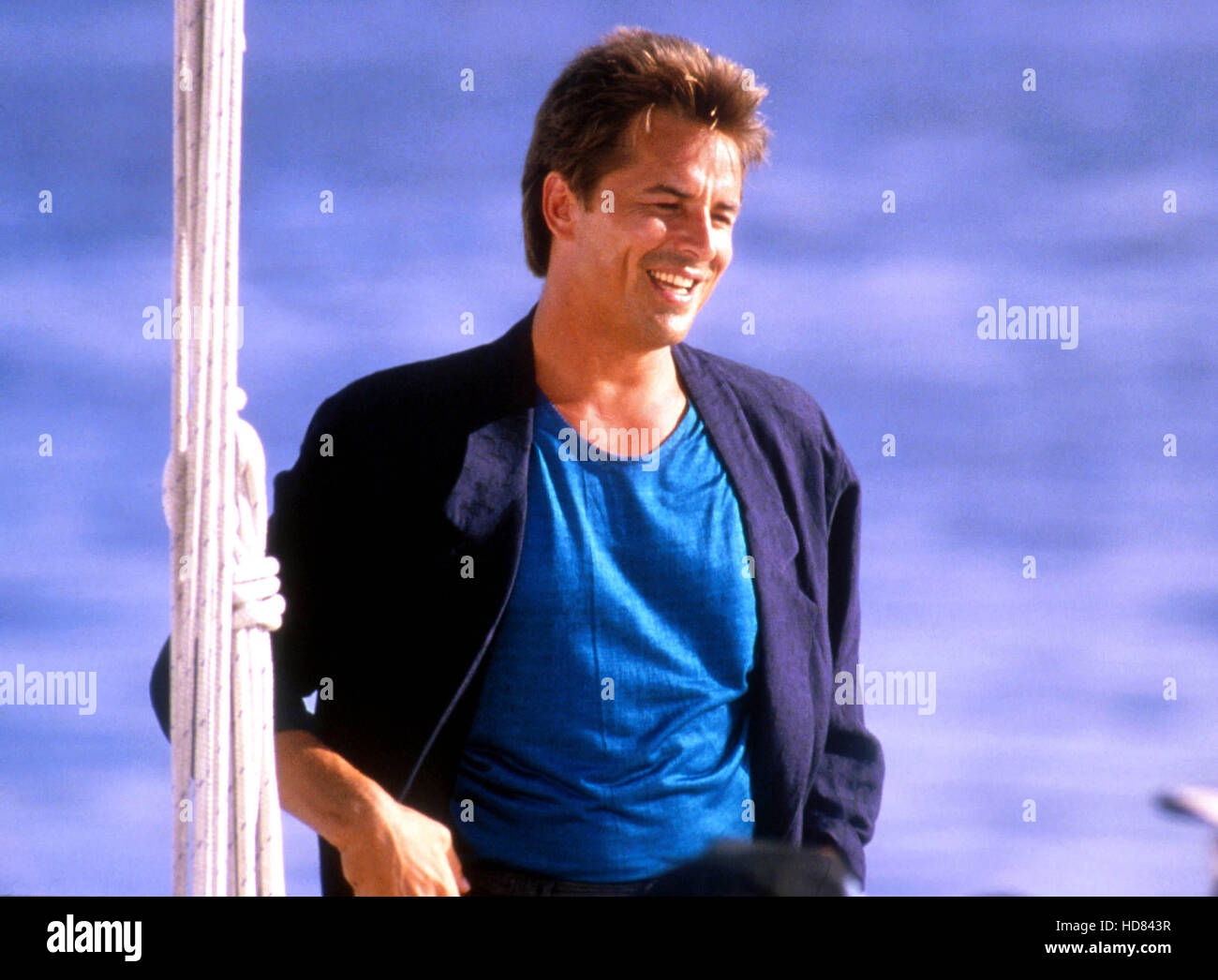 MIAMI VICE, Don Johnsonon the set, 1984-1989. (c) Ray Fairall/ Courtesy ...