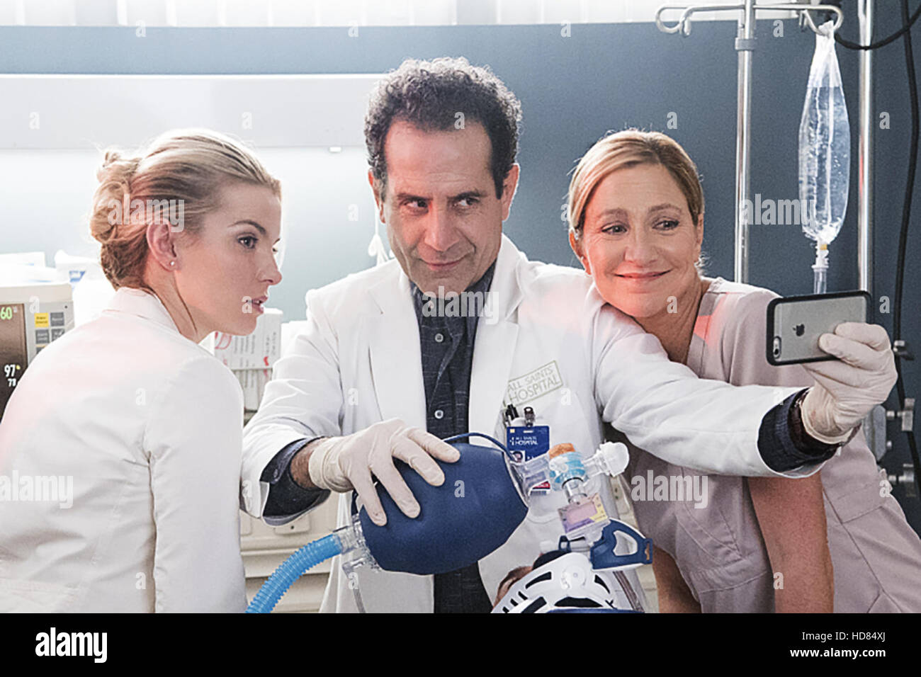 NURSE JACKIE, l-r: Betty Gilpin, Tony Shalhoub, Edie Falco in 'High ...