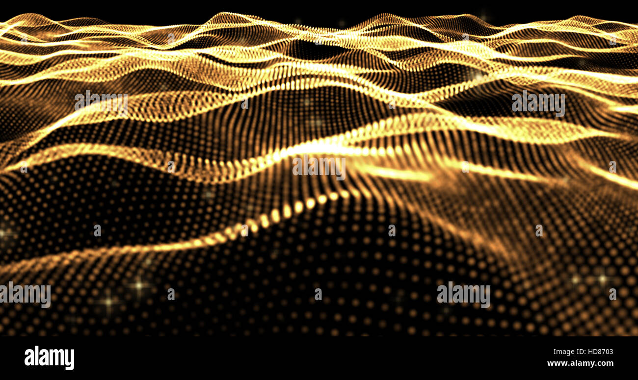 Abstract background of gold particle wave with star glow Stock Photo ...