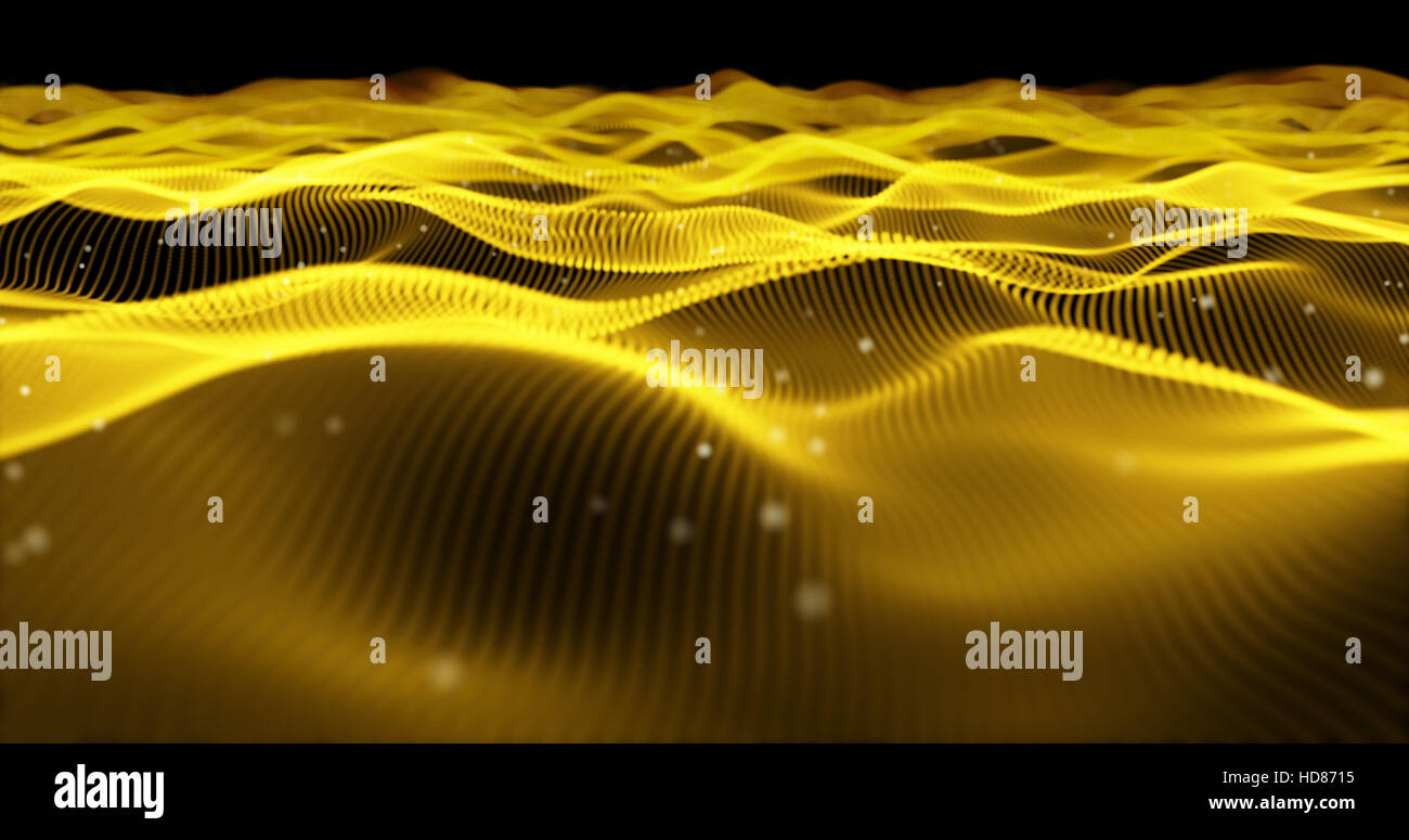 Gold particle wave with small particle abstract background Stock Photo ...