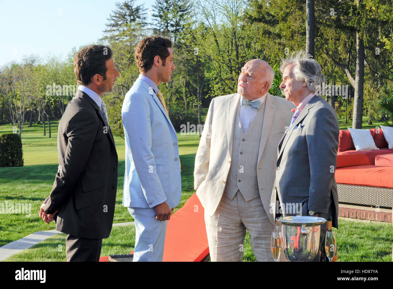 ROYAL PAINS, (from left): Mark Feuerstein, Paulo Costanzo, Edward Asner ...