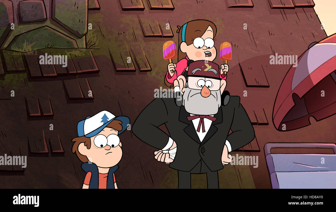 GRAVITY FALLS, l-r: Dipper, Grunkle Stan, Mabel in 'Not What He Seems ...