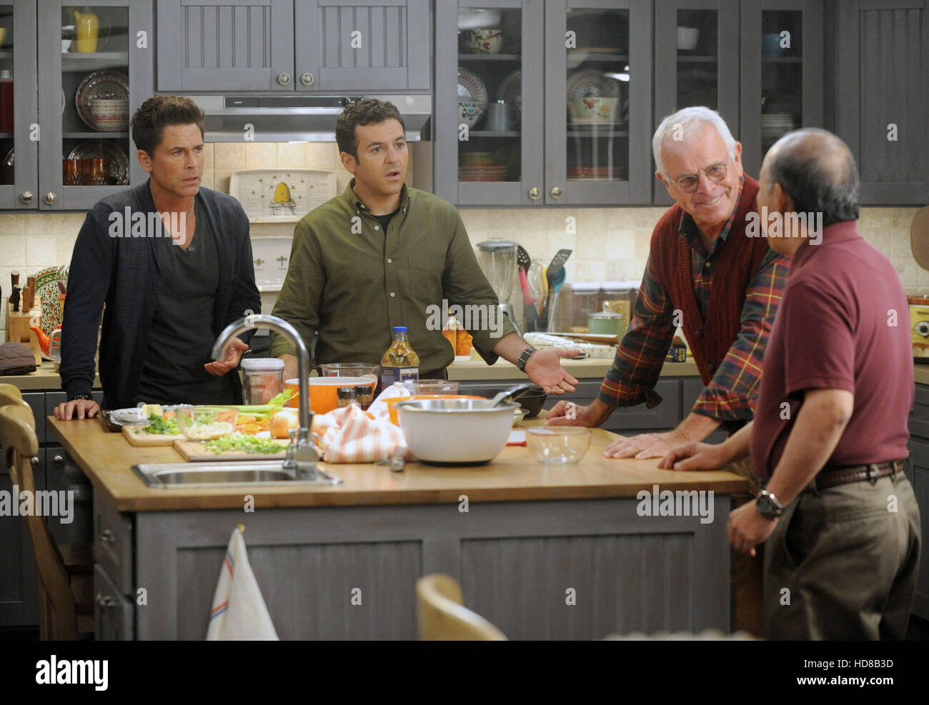 THE GRINDER, l-r: Rob Lowe, Fred Savage, William Devane, Clyde Kusatsu ...
