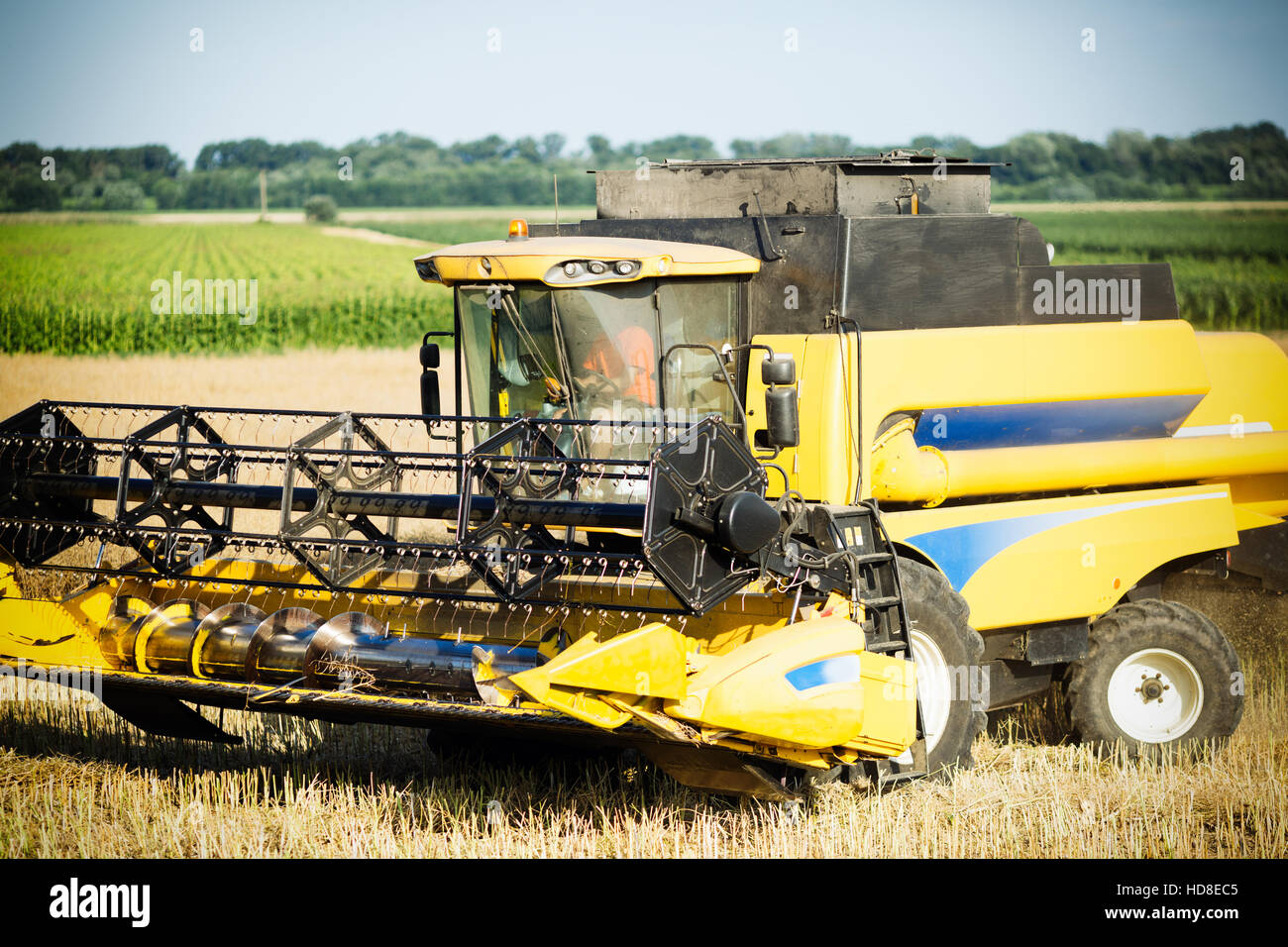 Agriculture machine harvesting crop in fields Stock Photo - Alamy