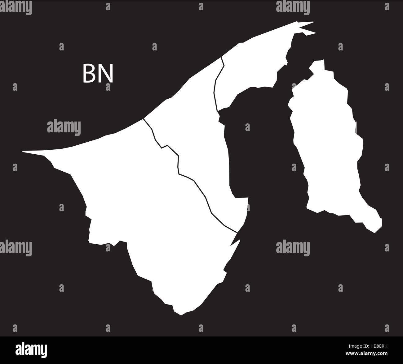 Brunei districts map black white hi-res stock photography and images ...