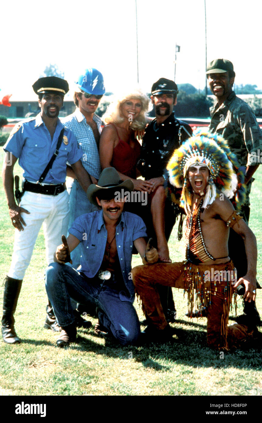 THE LOVE BOAT, Loni Anderson (back, center) with The Village People (l ...