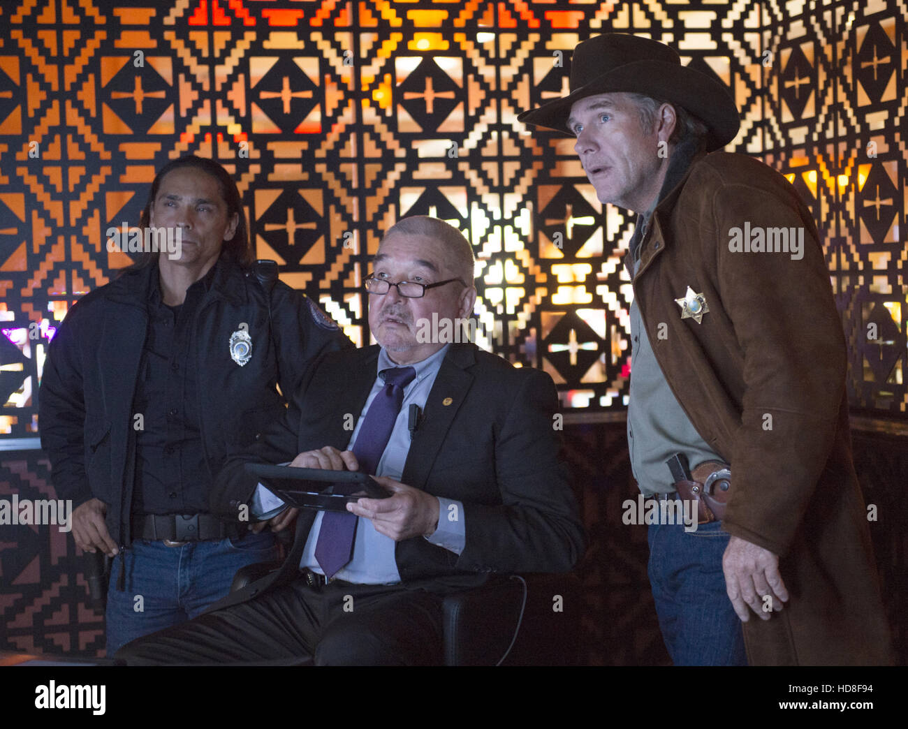 LONGMIRE, (from left): Zahn McClarnon, Graham Greene, Robert Taylor ...