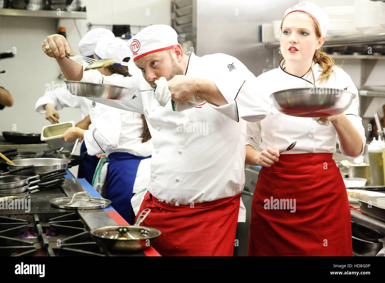MASTERCHEF, (from left): contestants Cutter Brewer, Elizabeth Cauvel ...
