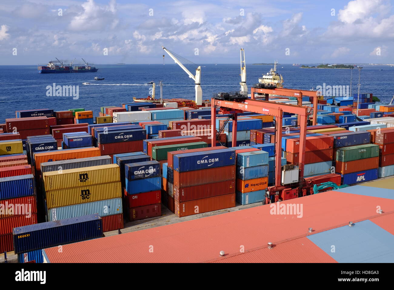The Port of Malé, also known as Malé Commercial Harbour, in the ...