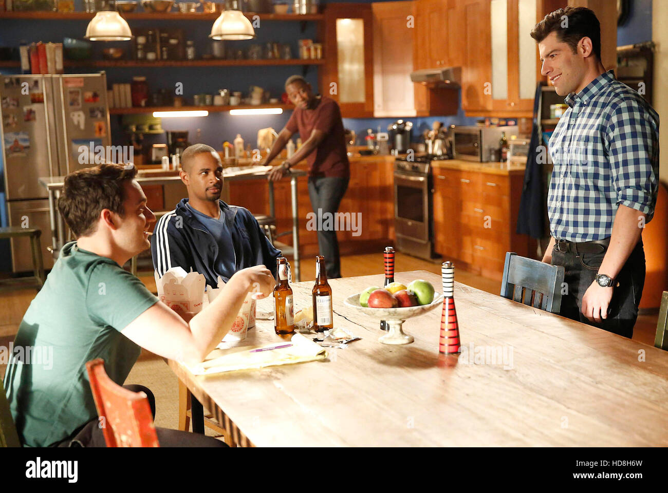 NEW GIRL, l-r: Jake Johnson, Damon Wayans Jr., Lamorne Morris, Max Greenfield in 'Menus' (Season ...