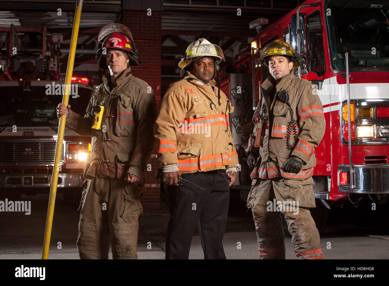 NIGHTWATCH, (from left): Fireman Dennis Schorr Jr., chief Terence ...