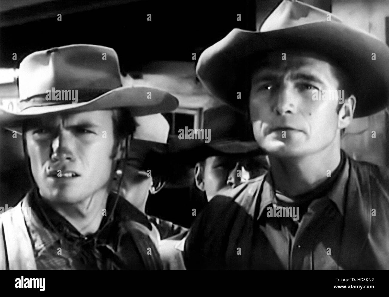 RAWHIDE, (from left): Clint Eastwood, Eric Fleming, 1959-66 Stock Photo ...