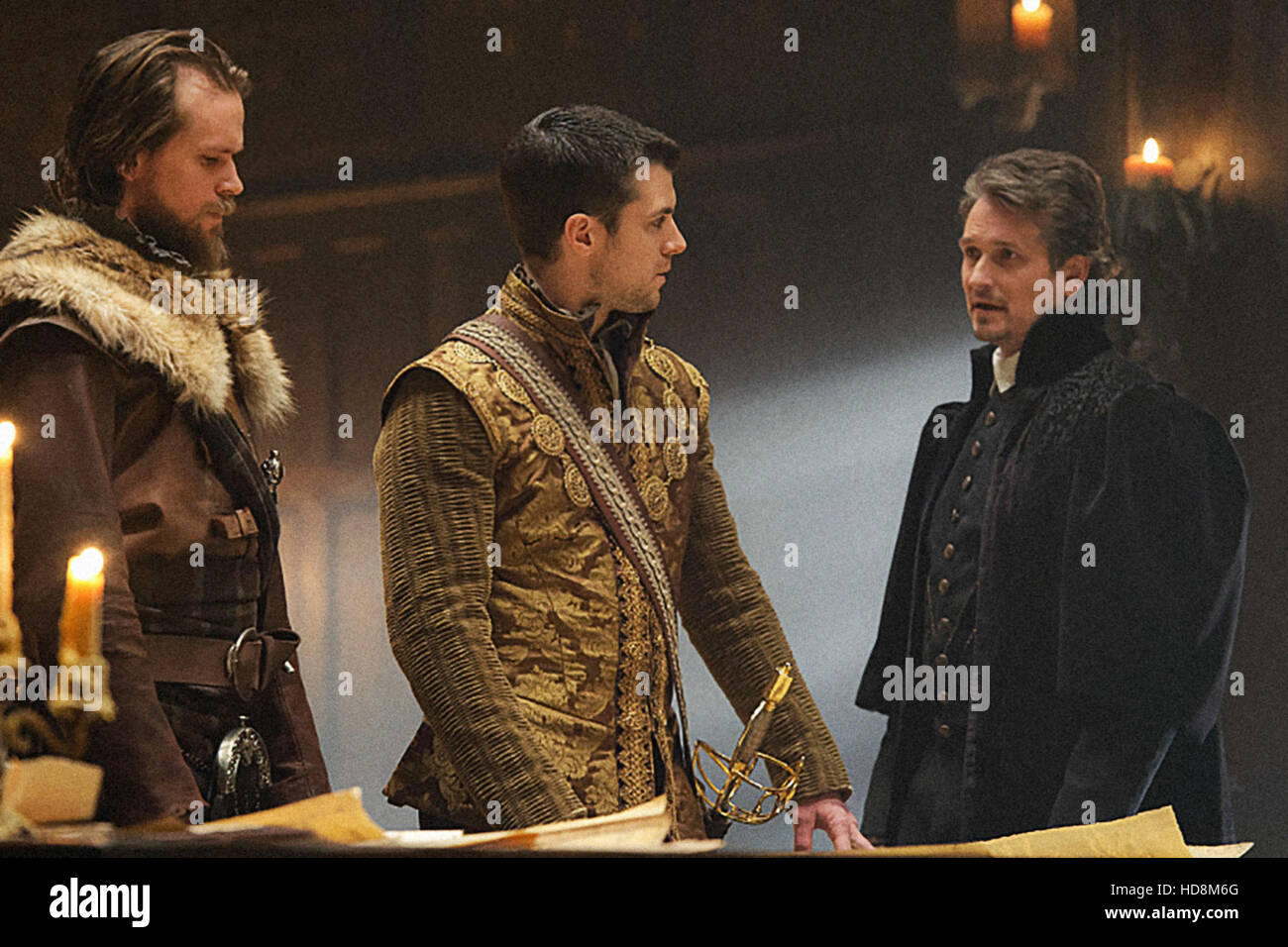 REIGN, center: Dan Jeannotte, right: Jonathan Goad in 'Intruders' (Season 3, Episode 17, aired ...